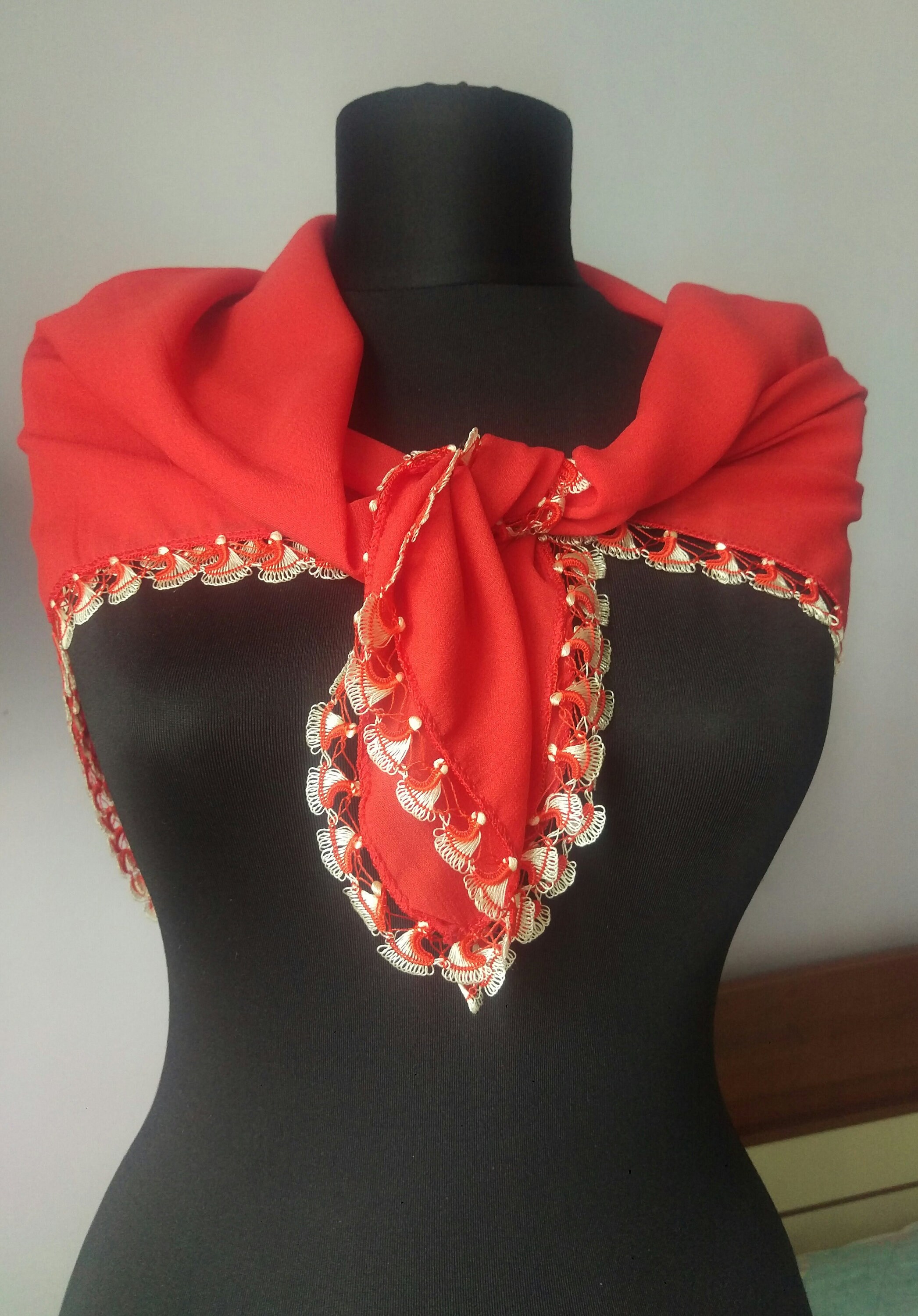 Red Turkish Scarf Anatolian Oya Scarf Crochet Lace Scarf - Etsy