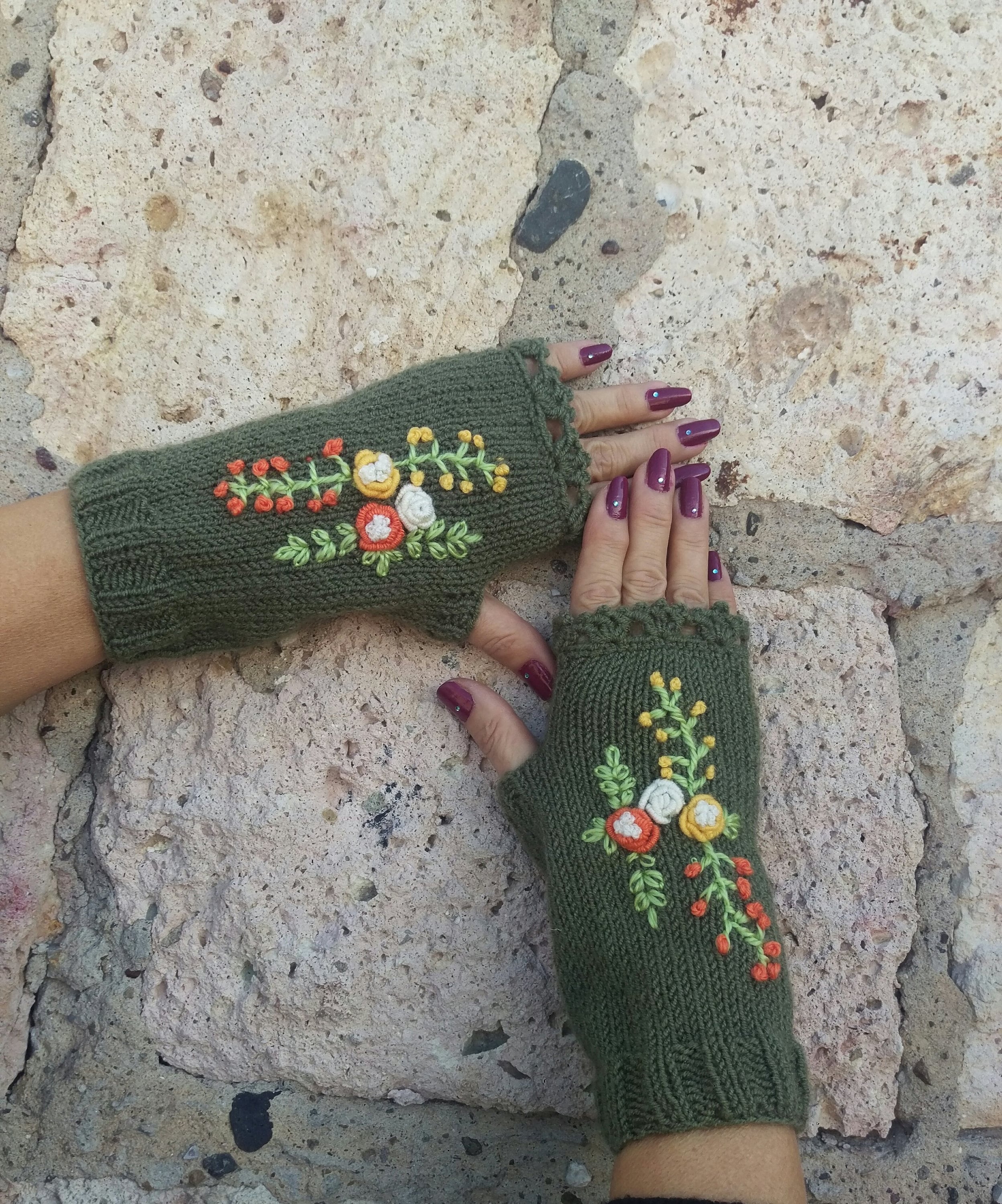Knit Fingerless Gloves, Fingerless Mittens, Winter Accessories, Knit ...