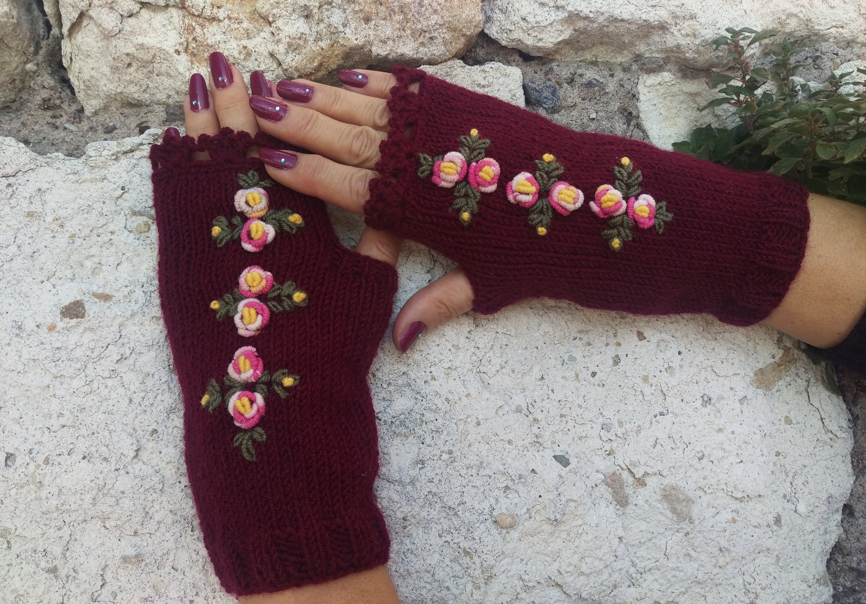 Knit Fingerless Gloves, Fingerless Mittens, Winter Accessories, Knit ...