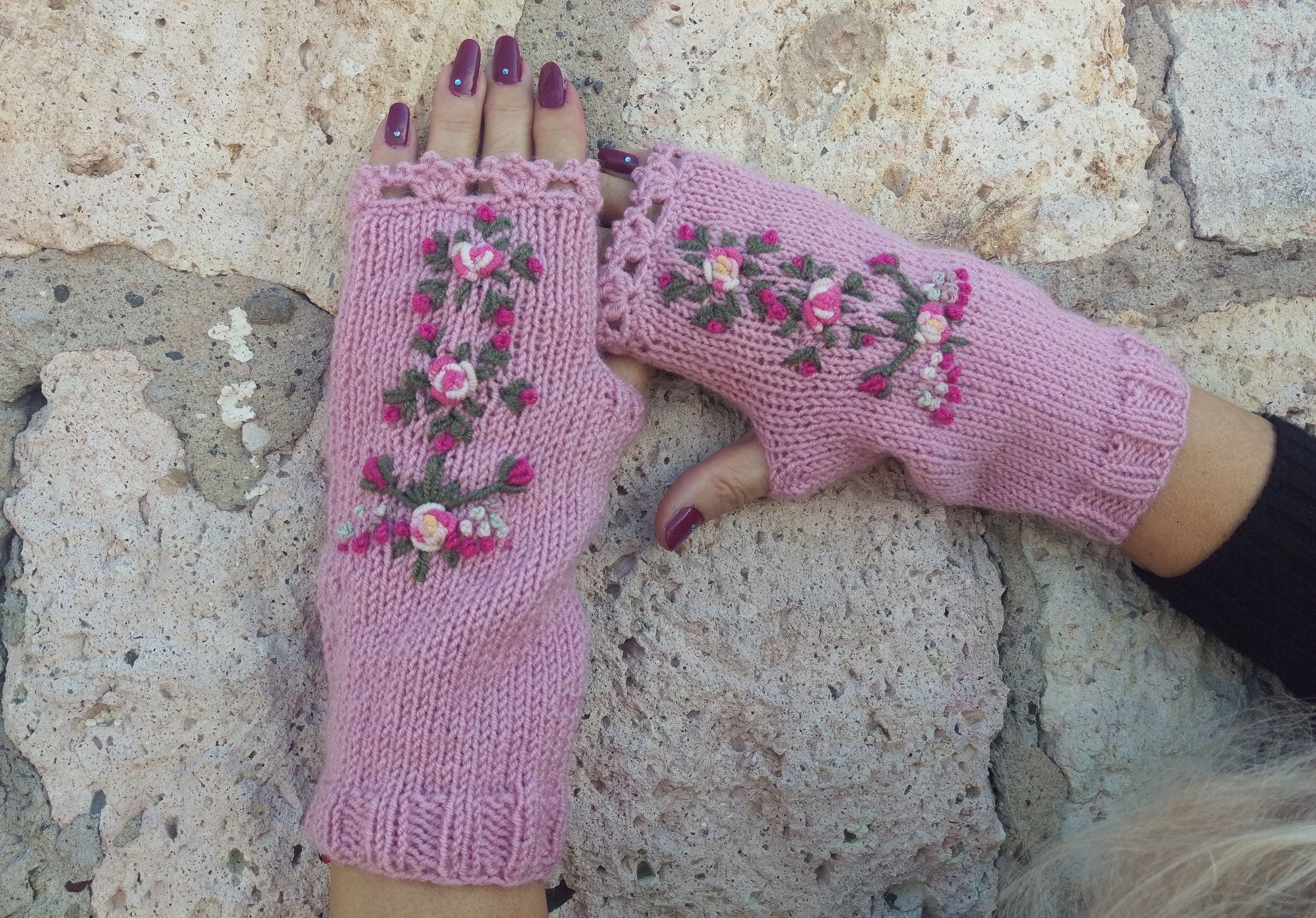 Knit Fingerless Gloves, Fingerless Mittens, Winter Accessories, Knit ...