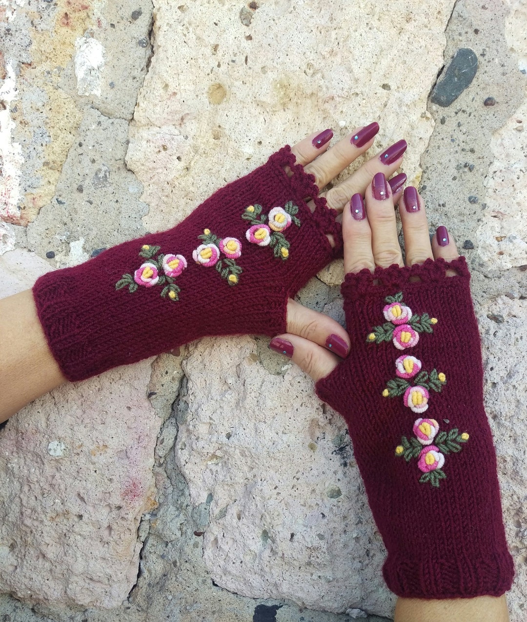 Knit Fingerless Gloves, Fingerless Mittens, Winter Accessories, Knit ...