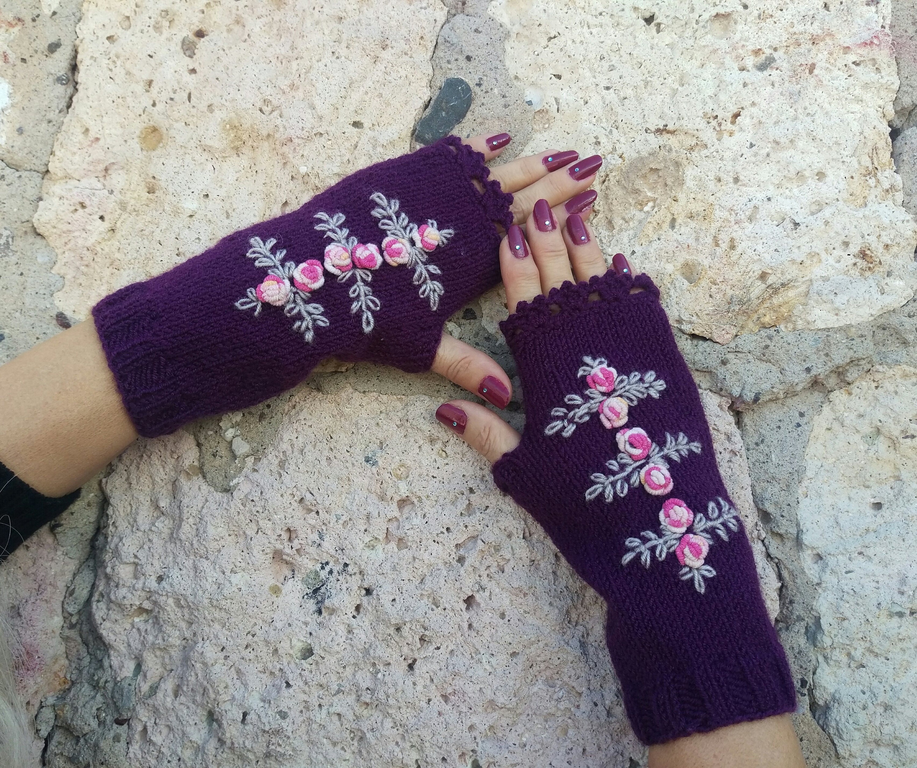 Knit Fingerless Gloves, Fingerless Mittens, Winter Accessories, Knit ...
