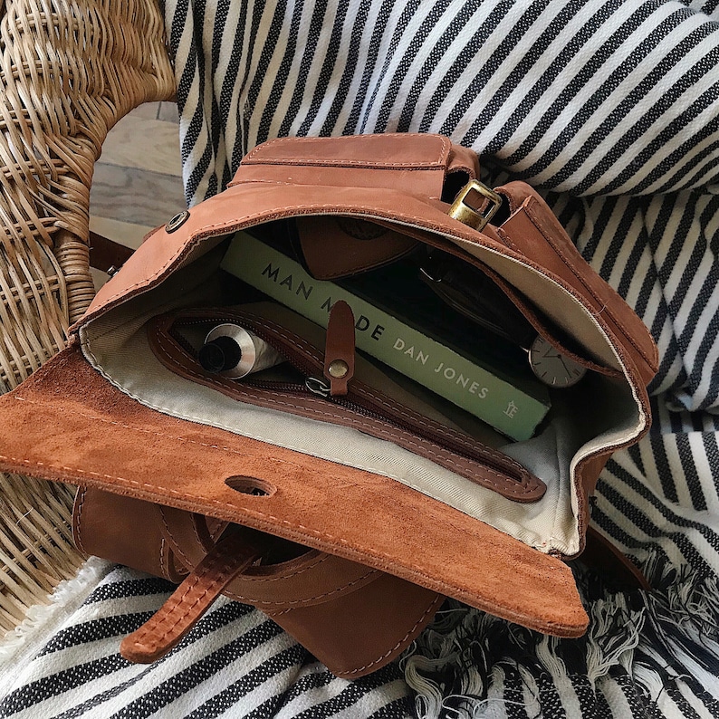 Small LEATHER BACKPACK / Handcrafted leather mini Bag with | Etsy