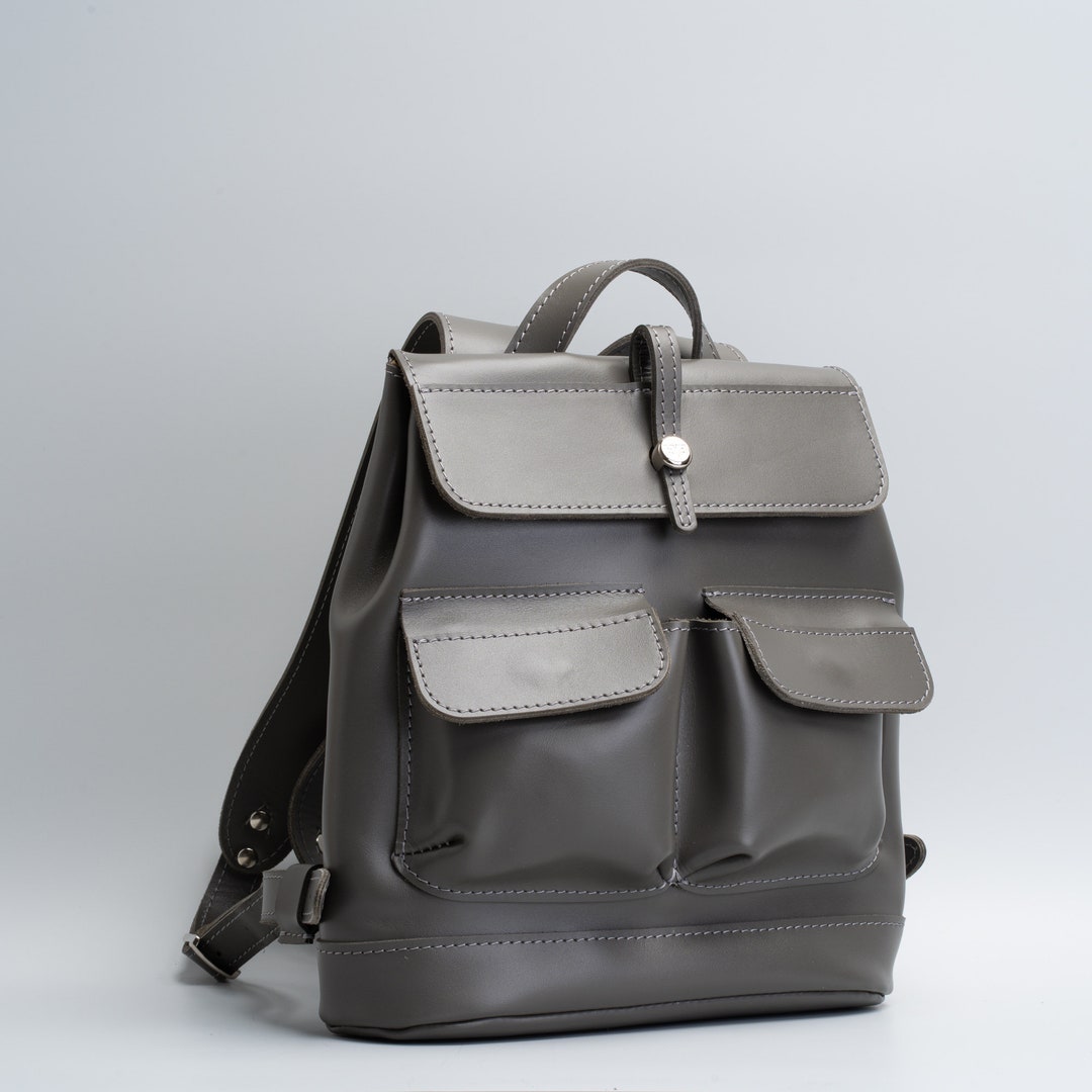 Small LEATHER BACKPACK / Handcrafted Leather Mini Bag With Two - Etsy