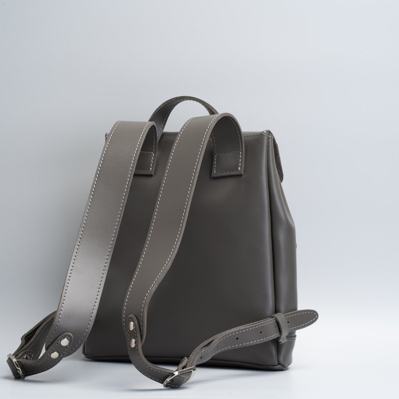 Small LEATHER BACKPACK / Handcrafted Leather Mini Bag With Two | Etsy