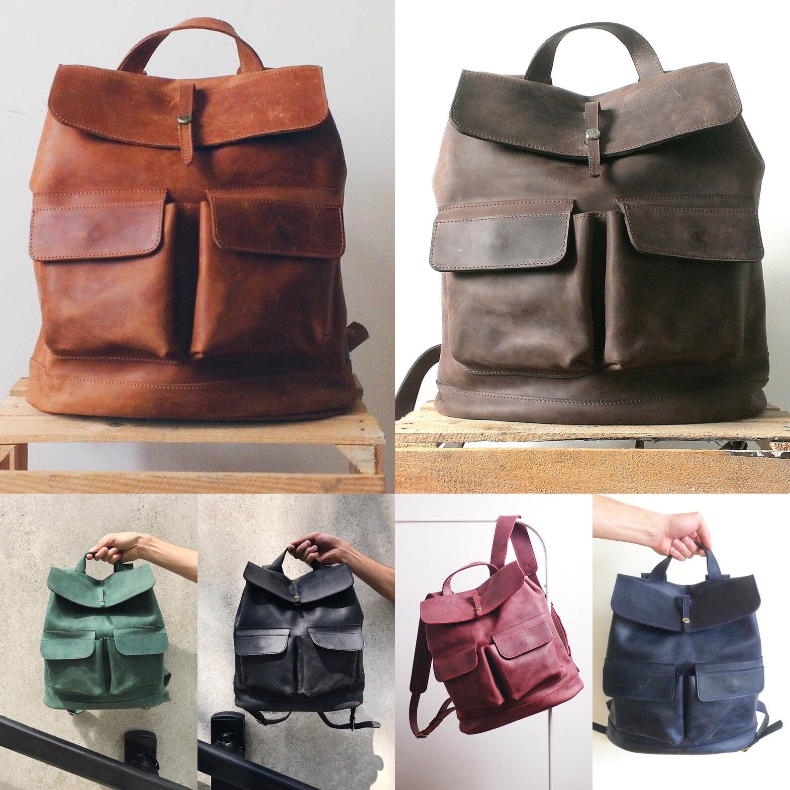 Handcrafted LEATHER BACKPACK in Cognac Brown Color With LINING - Etsy