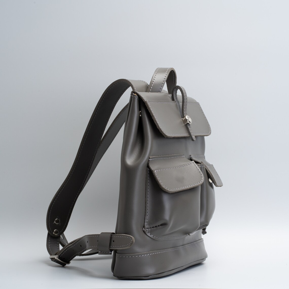 Small LEATHER BACKPACK / Handcrafted Leather Mini Bag With Two | Etsy