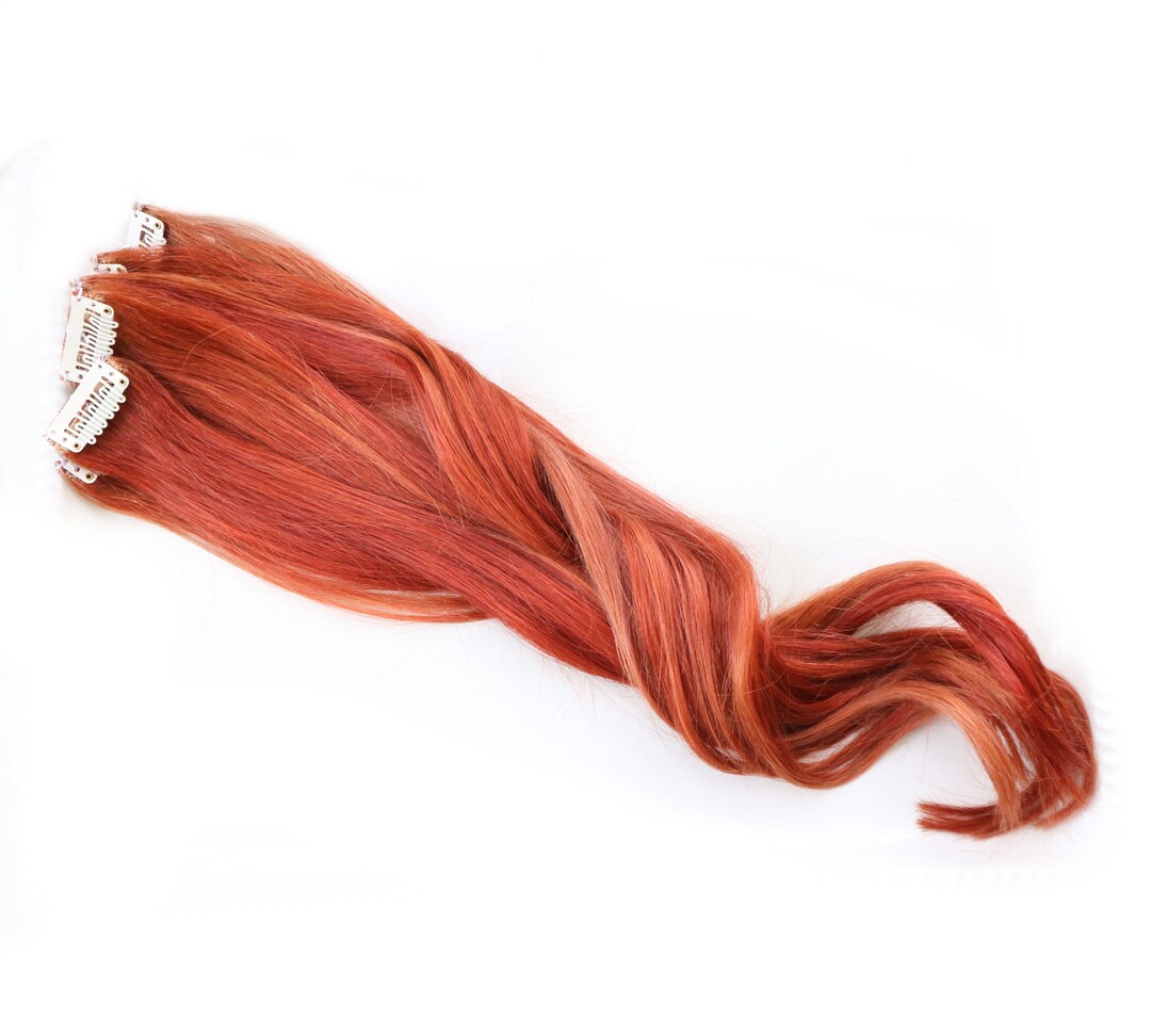 Vibrant Copper Ginger Clip-in Hair Extensions, Human Hair, Clip in ...