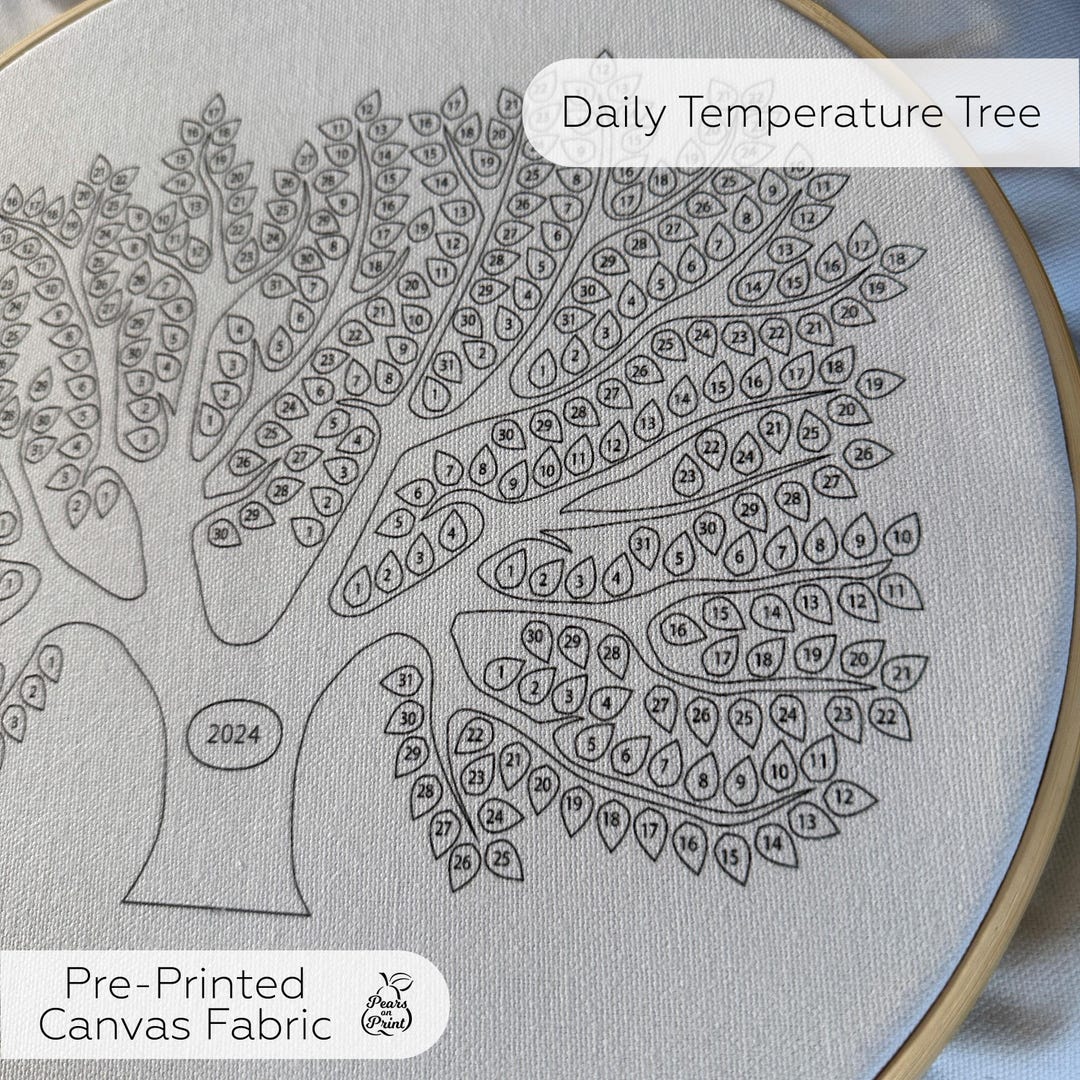 Temperature Tree Embroidery Pattern – Pre-printed Fabric Panel Hand ...
