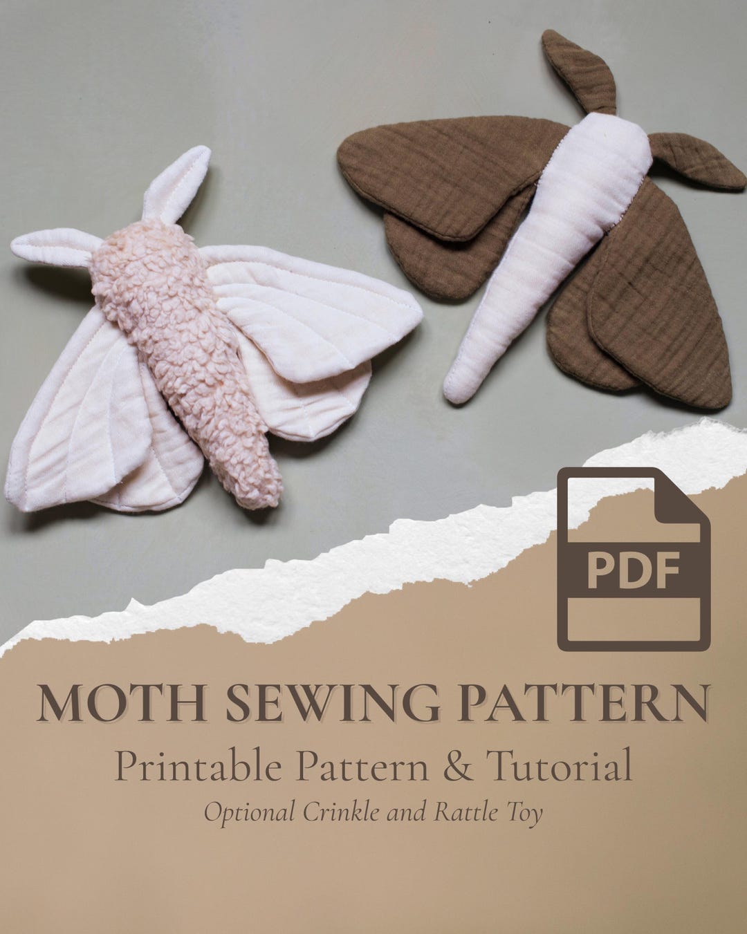 Moth Stuffie Sewing Pattern PDF Digital Download - Crinkle and Rattle ...