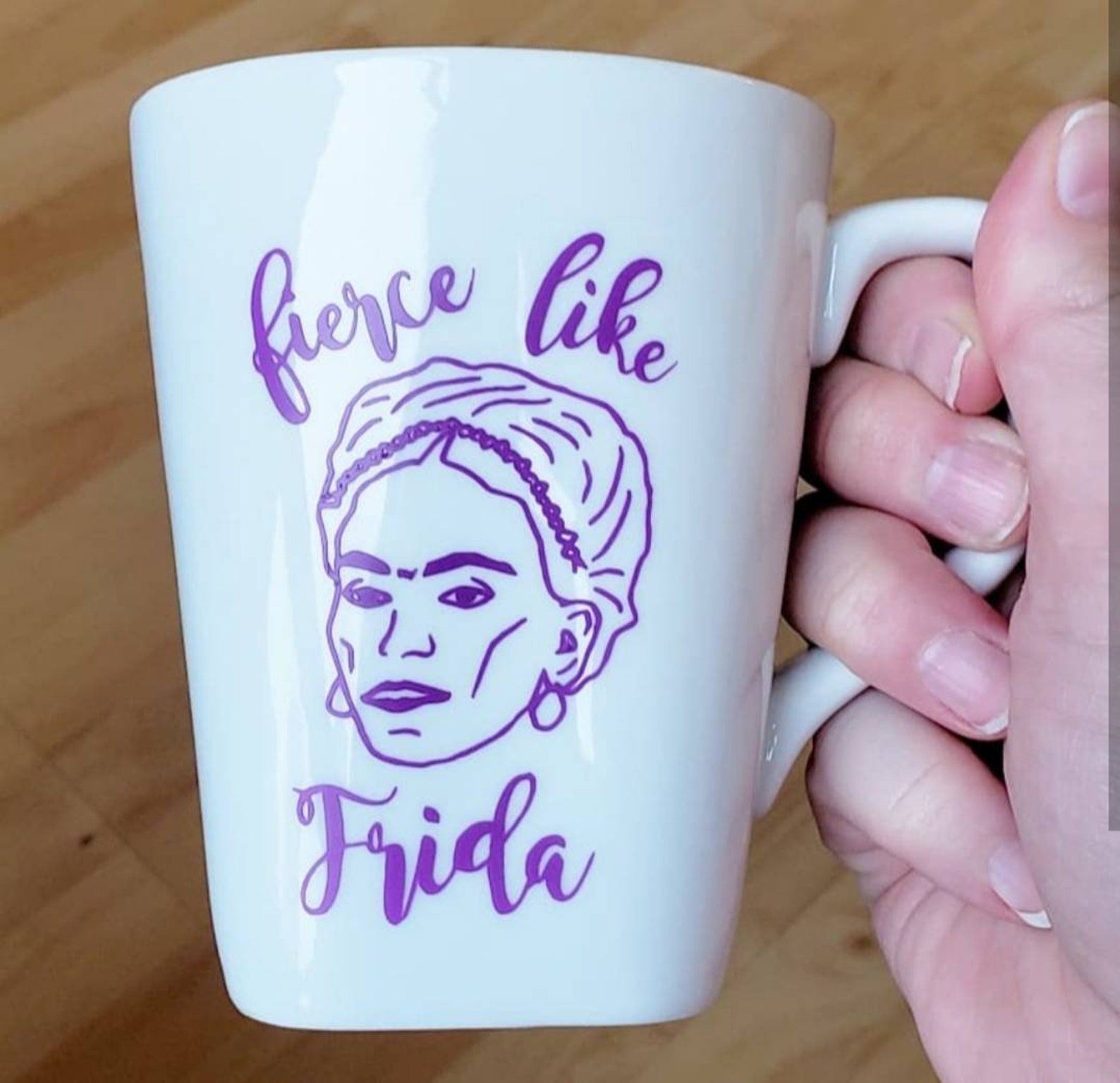Customizable Fierce Like Frida Kahlo 13oz White Porcelain Soft Square ...