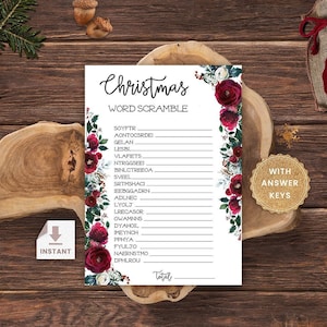Christmas Word Scramble Game Printable W/ Answer Keys, Christmas Theme ...