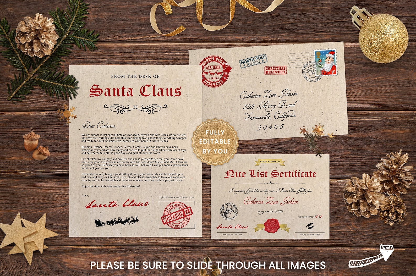 Editable Letter From Santa Template Set Personalized Santa - Etsy