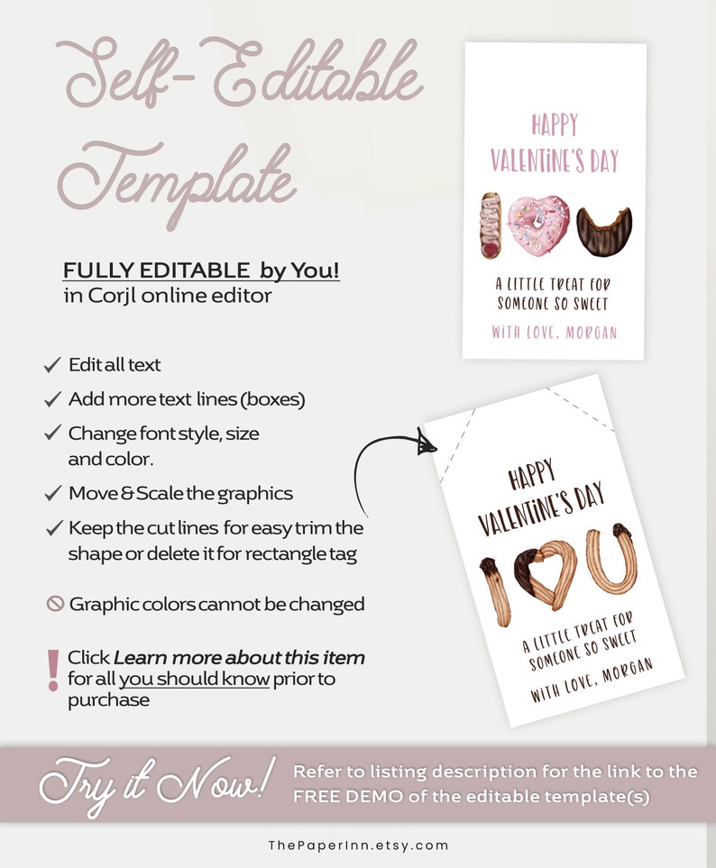Editable Valentine Favor Tag Template, Printable Sweet Treat Tags Set ...
