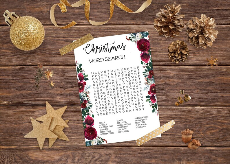 Christmas Word Search Game Printable, Christmas Theme Games, Holiday ...