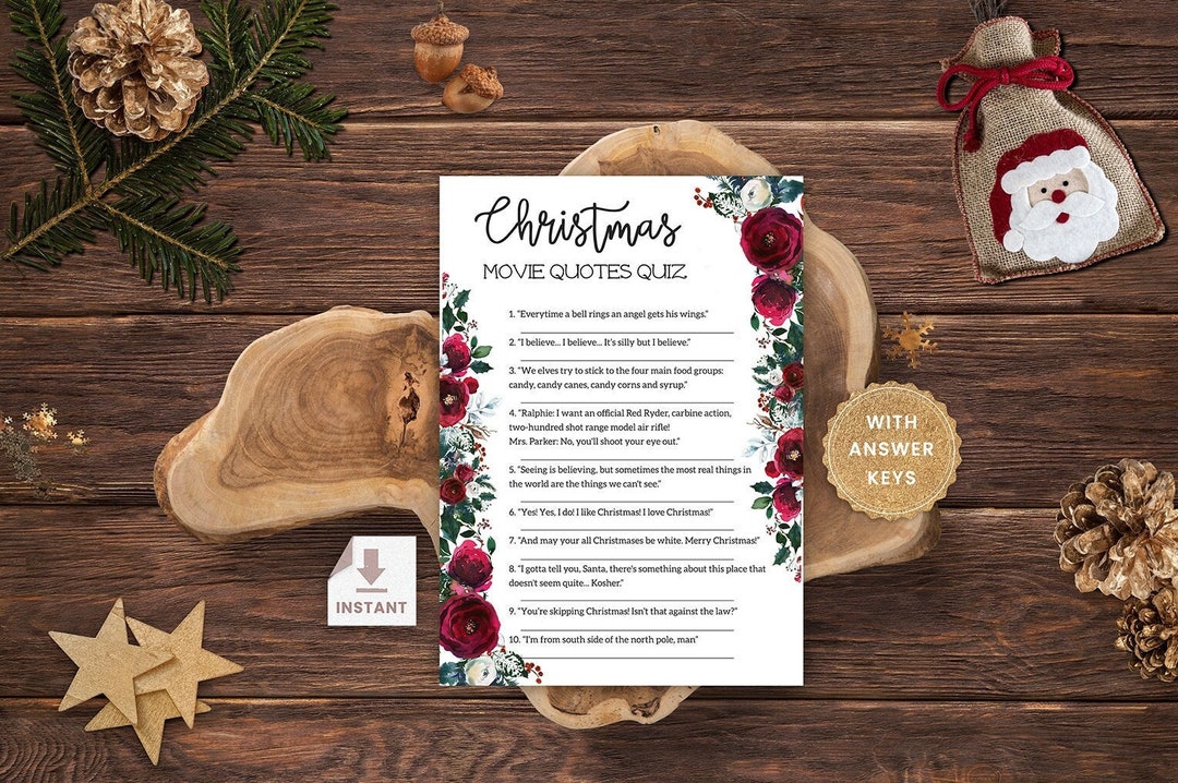Christmas Movie Quote Quiz Game Printable W/ Answer Keys, Christmas ...