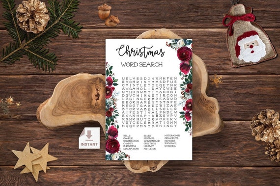 Christmas Word Search Game Printable Christmas Theme Games | Etsy