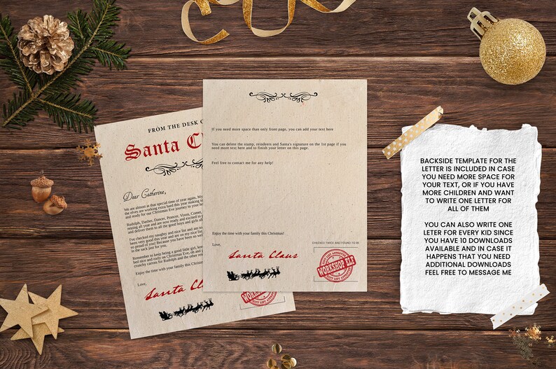 Editable Letter From Santa Template Set Personalized Santa - Etsy