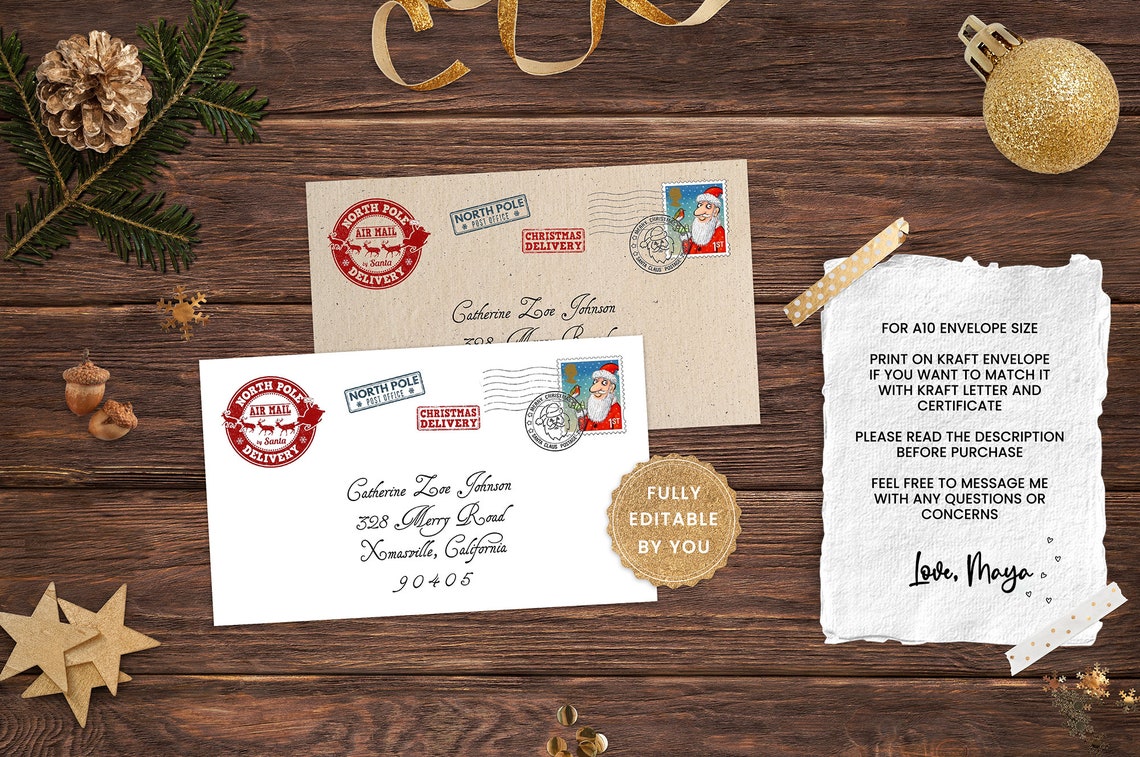 Editable Letter From Santa Template Set Personalized Santa - Etsy