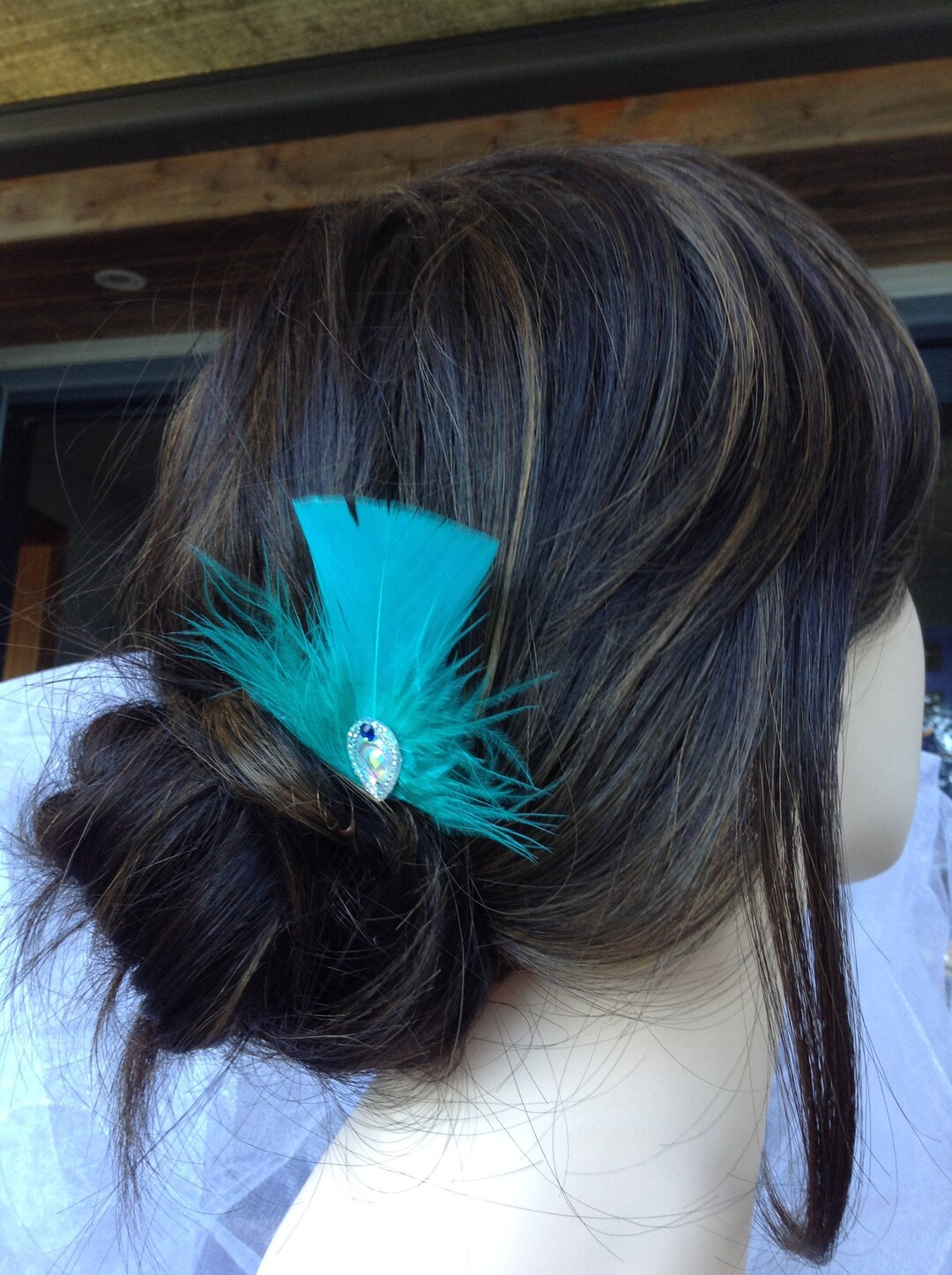 Something Blue Bridal Feather Hair Pin Feather Hair Pin - Etsy New Zealand