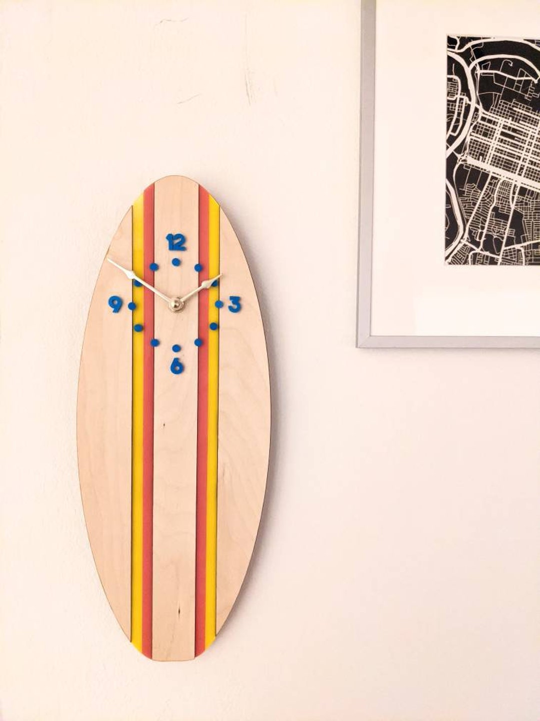 Surfboard Clock - Beach Theme Nursery and Home Decor - Sunset Colors - Etsy
