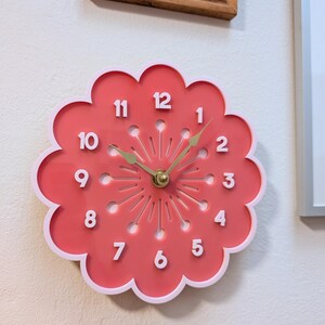 Retro Flower Wall Clock - Pink and Light Pink - Floral Home Decor ...