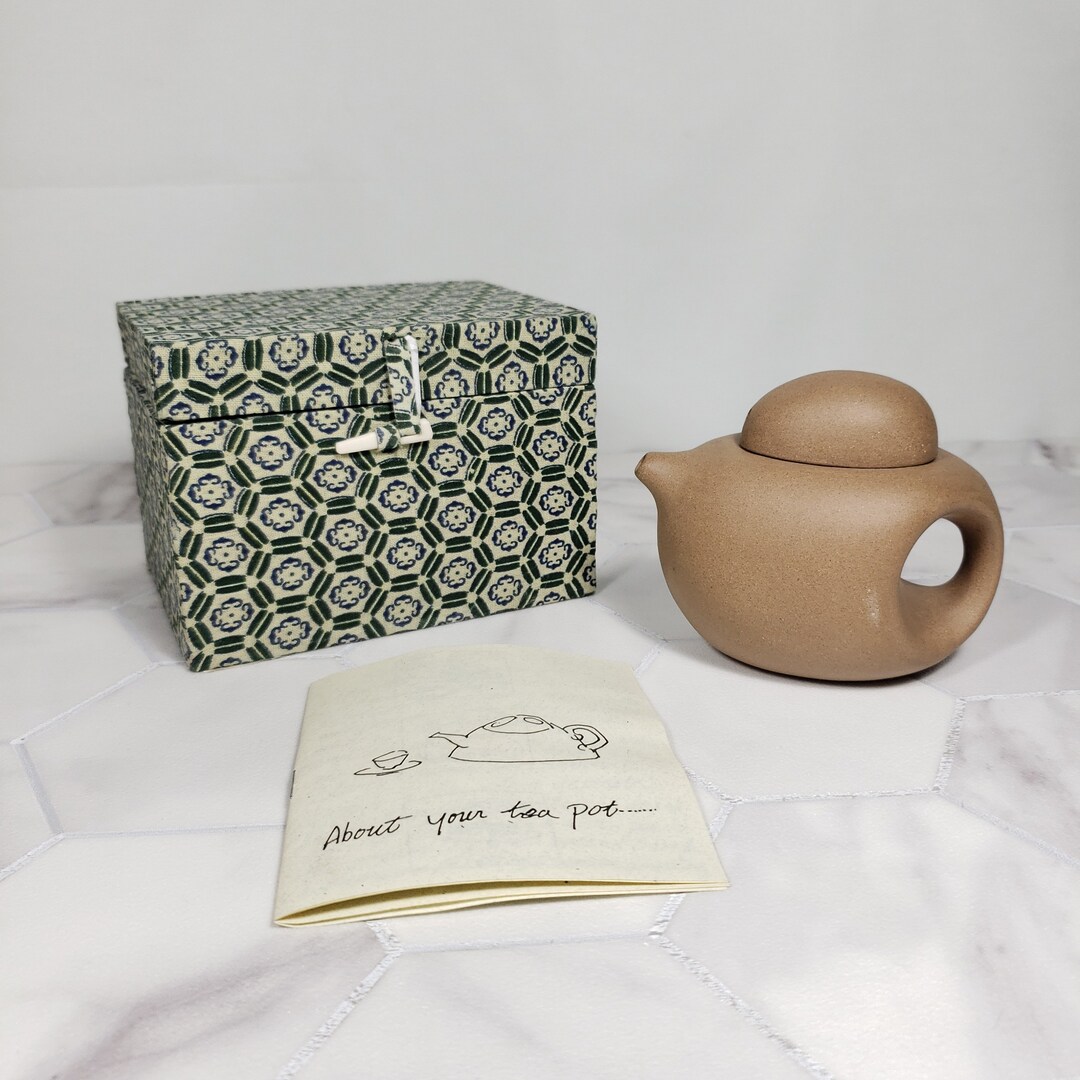 Vintage Yi-xing Clay Teapot With Box Taupe Brown Red & Green - Etsy