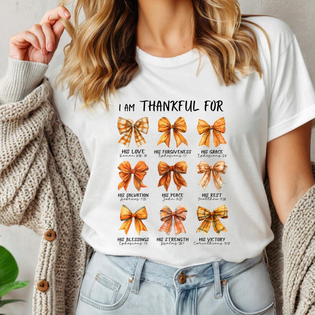 Thanksgiving DTF Transfer, I Am Thankful For, Fall Thanksgiving Themed ...