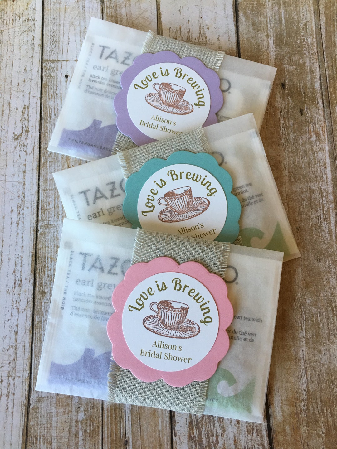 8 ~ Bridal Shower Favors, Bridal Shower Tea Bag Favors, 