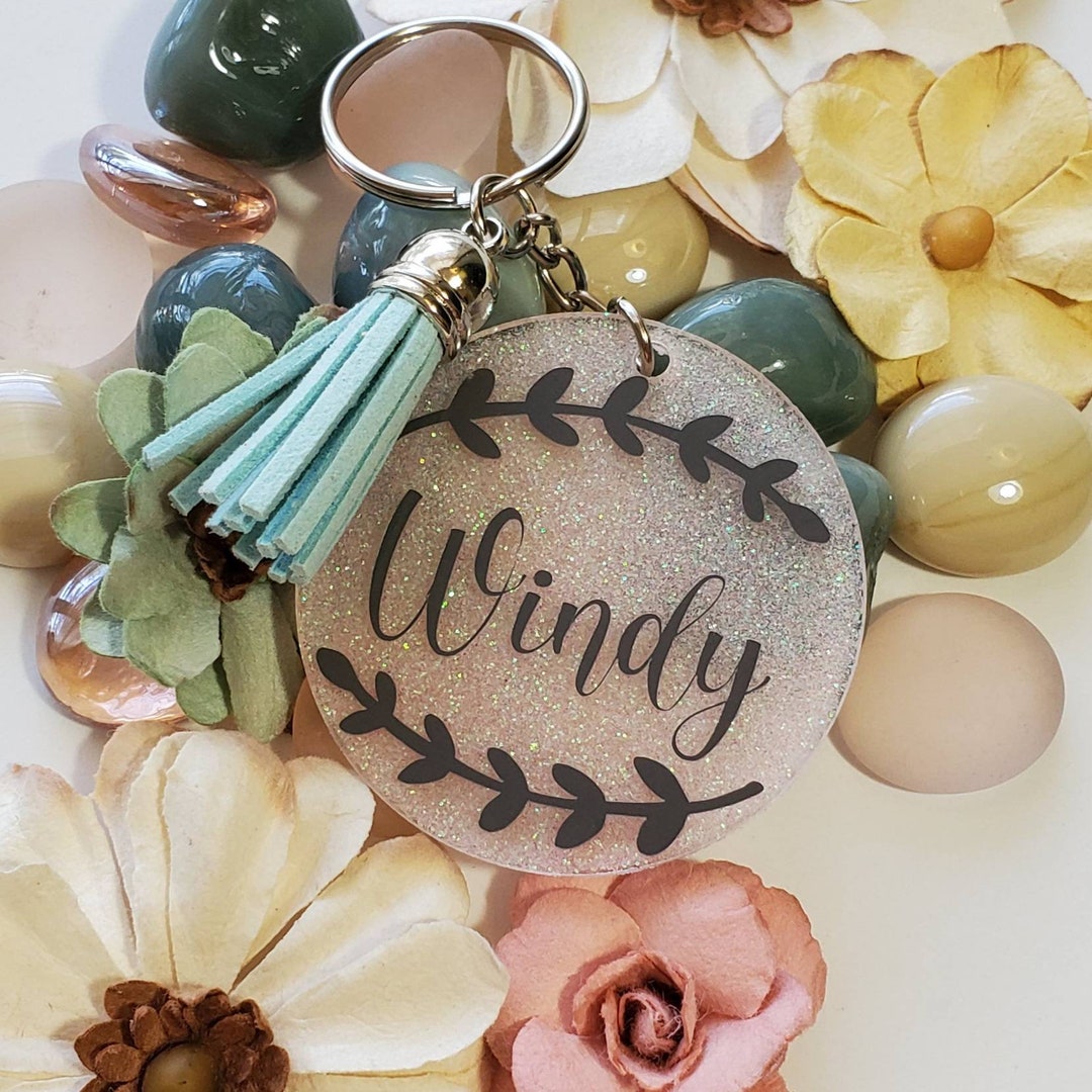 Personalized Keychains / Round Acrylic Keychain / 2 in Custom Name Key ...