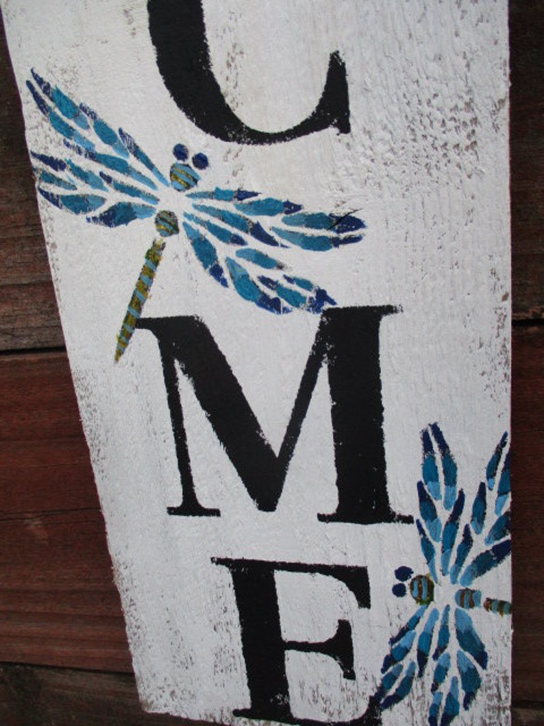 21 DRAGONFLY Dragonflies Garden WELCOME Wood Vintage Primitive Antique ...
