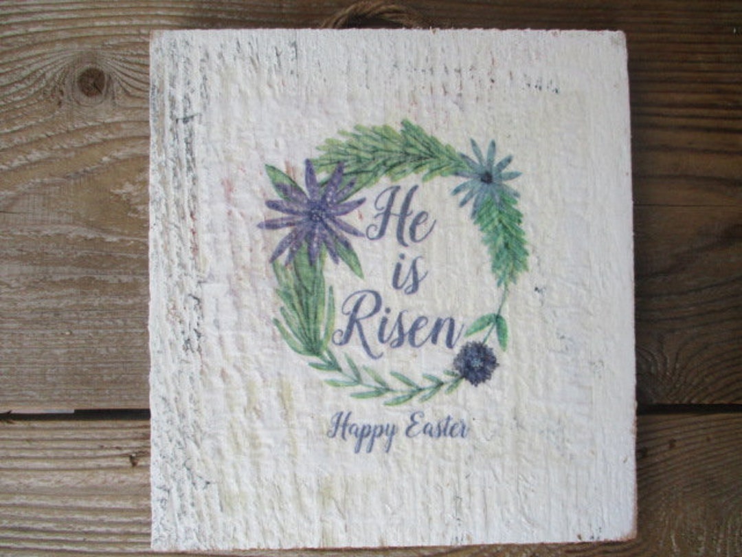 Vintage Look HE is RISEN Easter Wreath Art Deco Antique Style Primitive ...