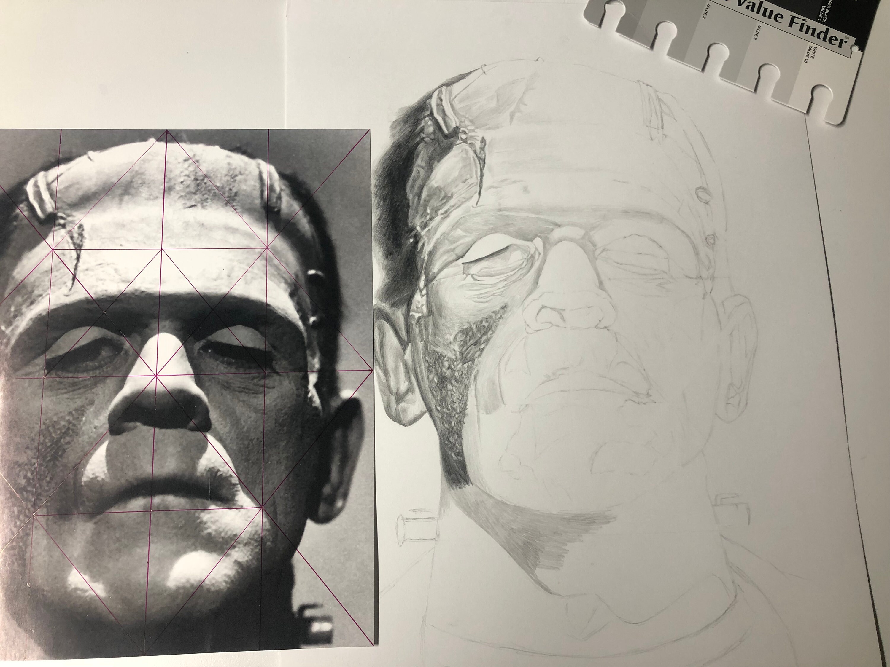 Frankenstein Pencil Drawing, Classic Horror, Digital Download, Boris ...