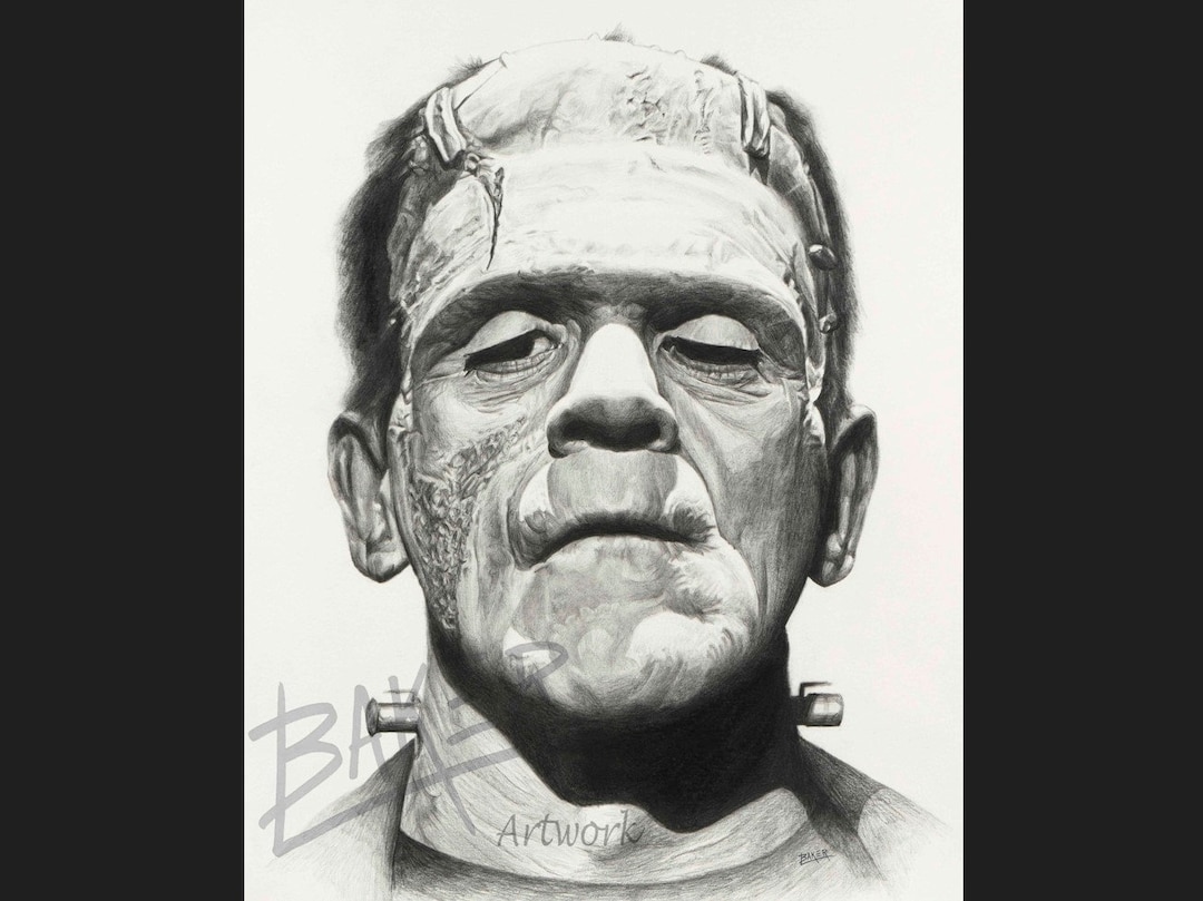 Frankenstein's Monster Graphite Pencil Drawing, 11x14 Fine Art Print ...