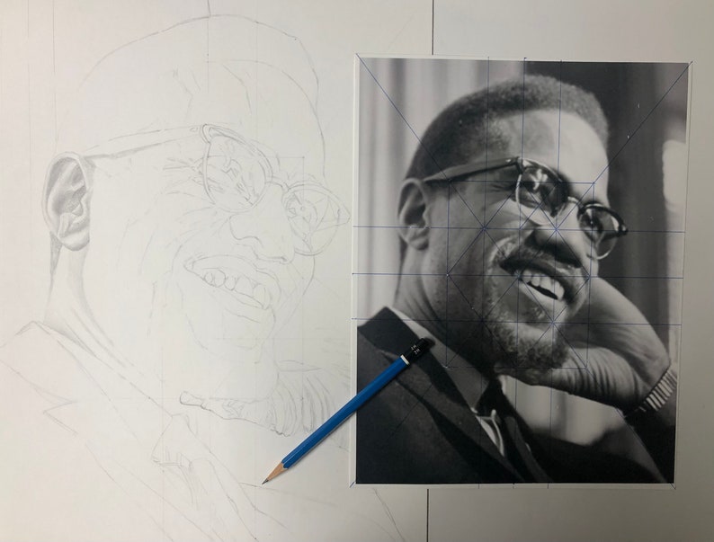 Malcolm X Graphite Pencil Drawing Civil Rights Icon Black - Etsy
