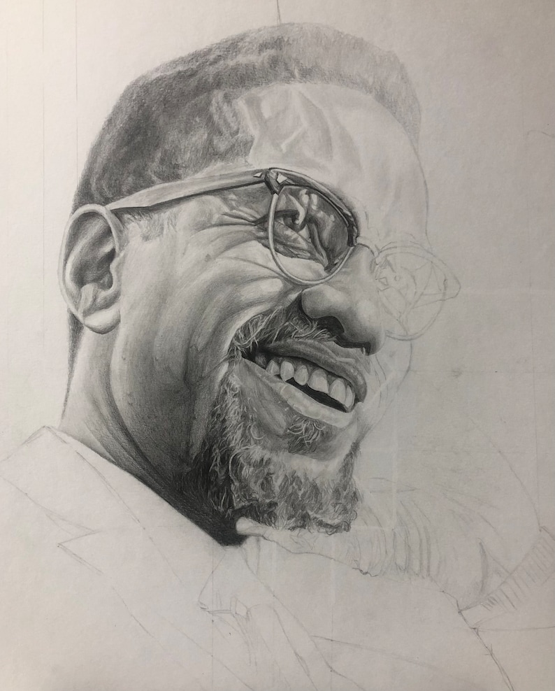 Malcolm X Graphite Pencil Drawing Civil Rights Icon Black - Etsy
