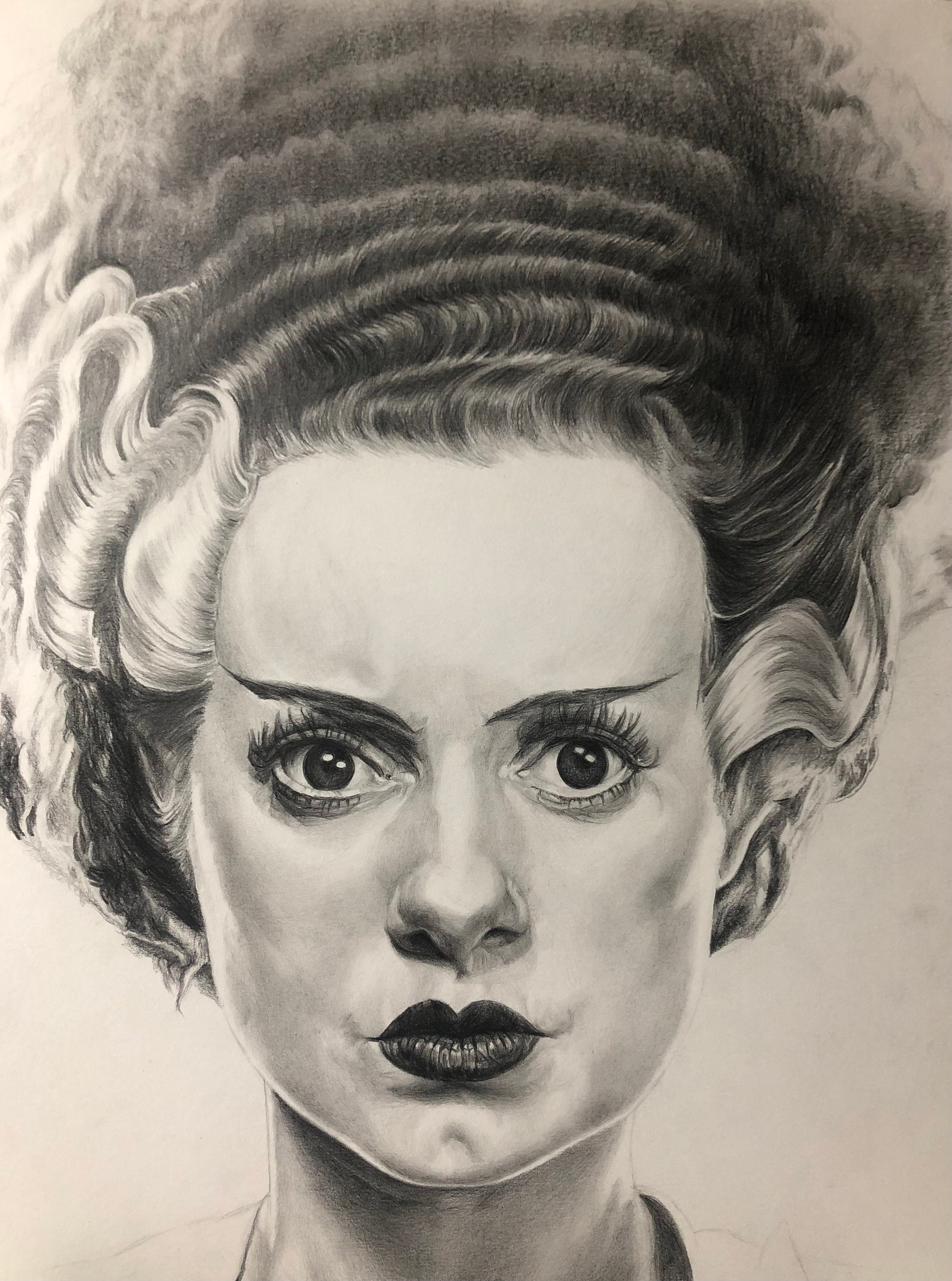 Bride of Frankenstein Pencil Drawing 11x14 Fine Art Print - Etsy