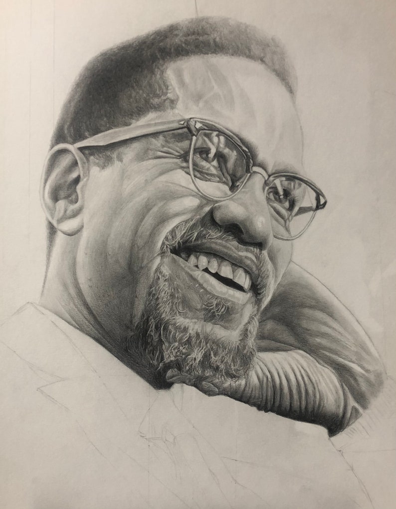 Malcolm X Graphite Pencil Drawing Civil Rights Icon Black - Etsy