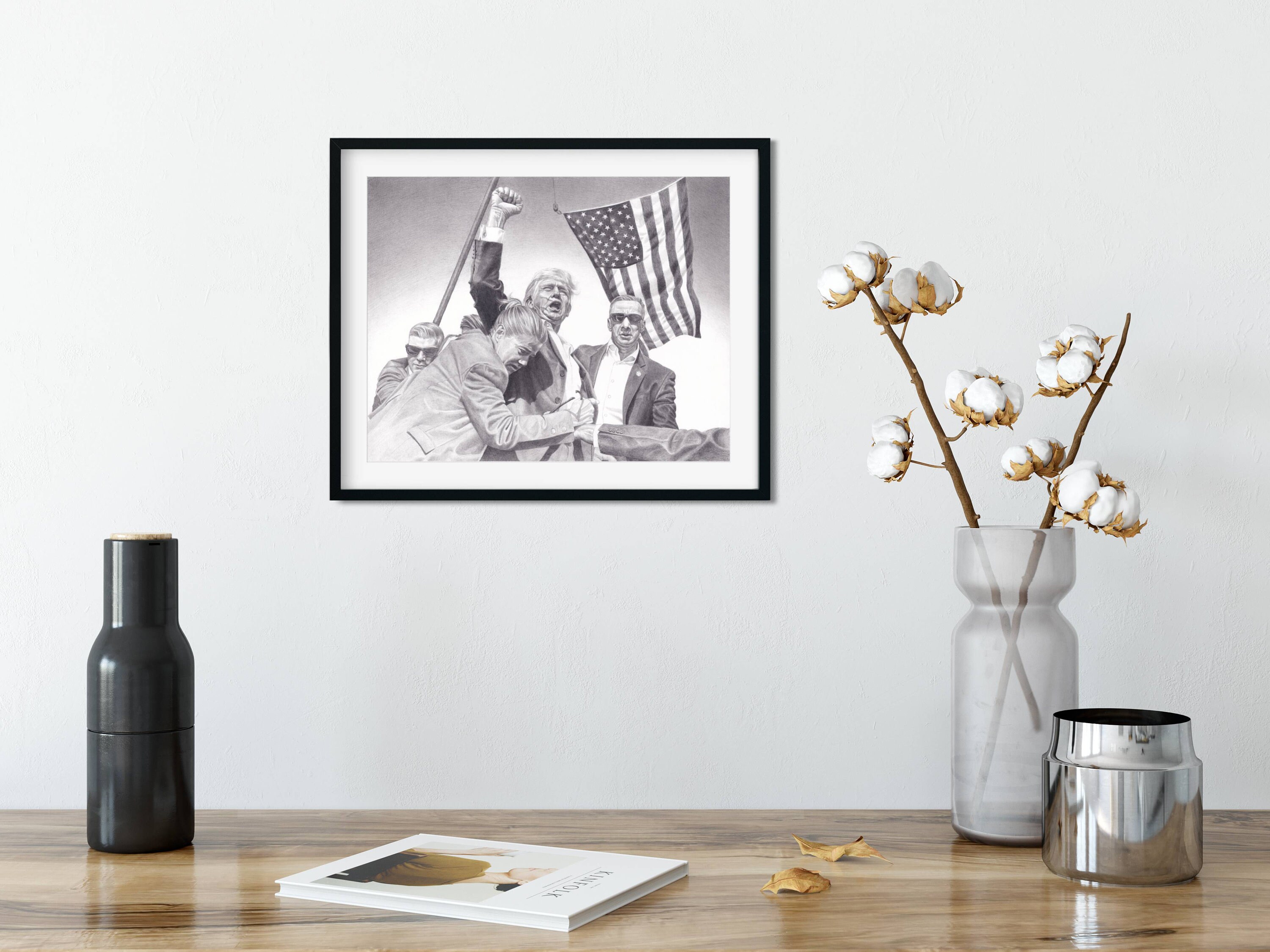 President Donald J. Trump, Fight, Digital Download, Graphite Pencil ...