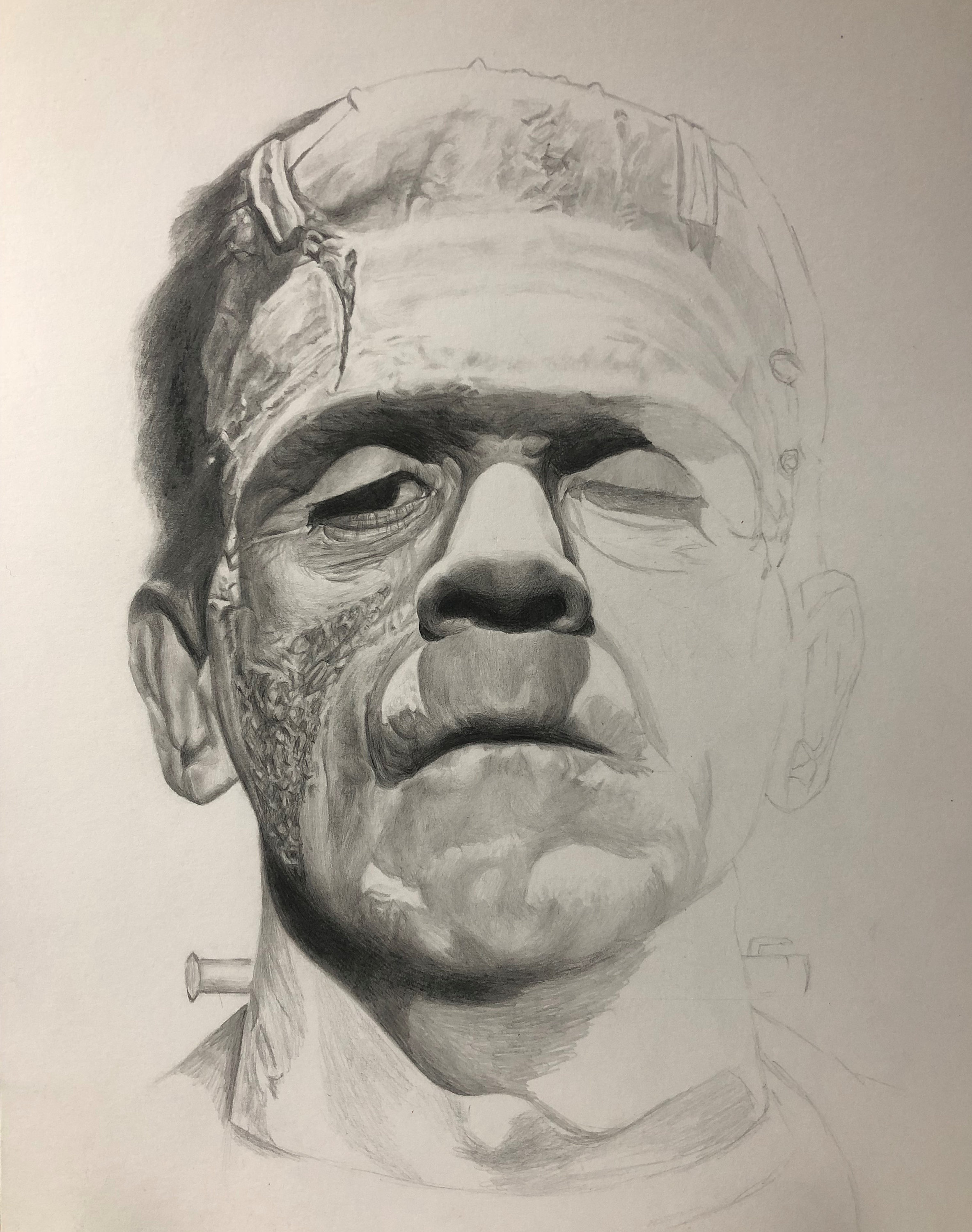 Frankenstein & Bride Pencil Drawing Set: Classic Horror Art (digital ...