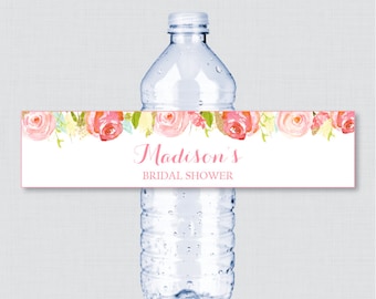 30 Pink Roses Water Bottle Labels for Bridal Showers - Etsy