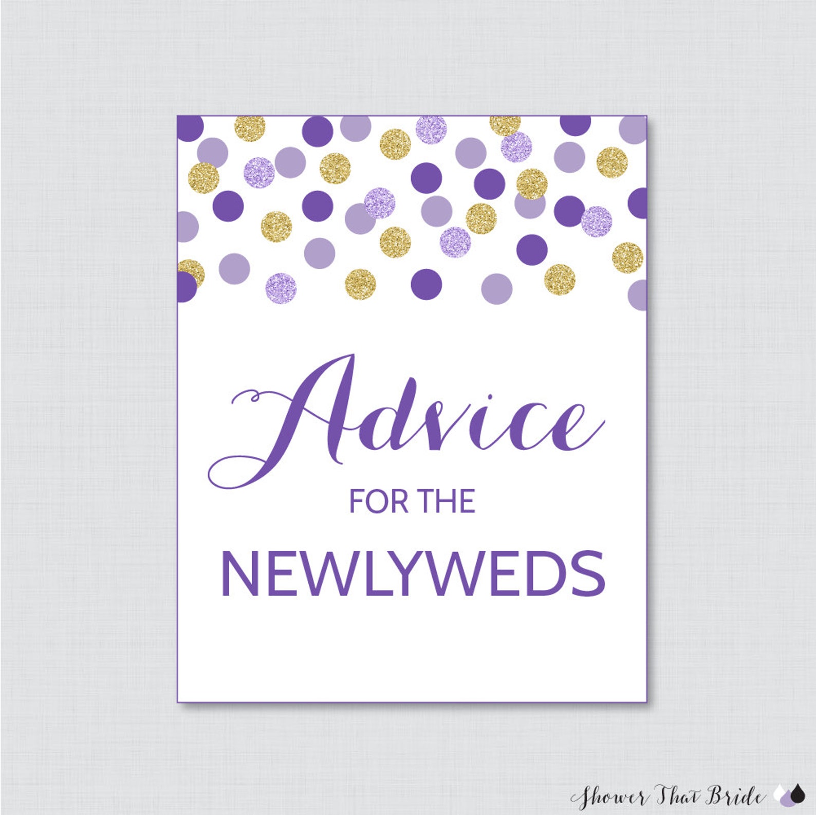 Advice for the Newlyweds Purple and Gold Bridal Shower - Etsy
