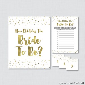 How Old Was the Bride to Be Game Printable White and Gold - Etsy