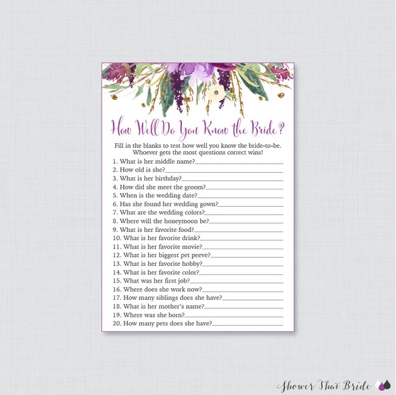 Party Favors & Games Paper & Party Supplies Printable Purple Floral ...