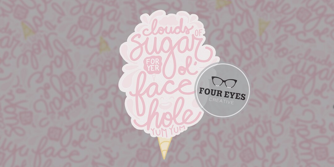 Cotton Candy Sticker, Celebration, Candy Floss, Hand Lettering, Yum ...