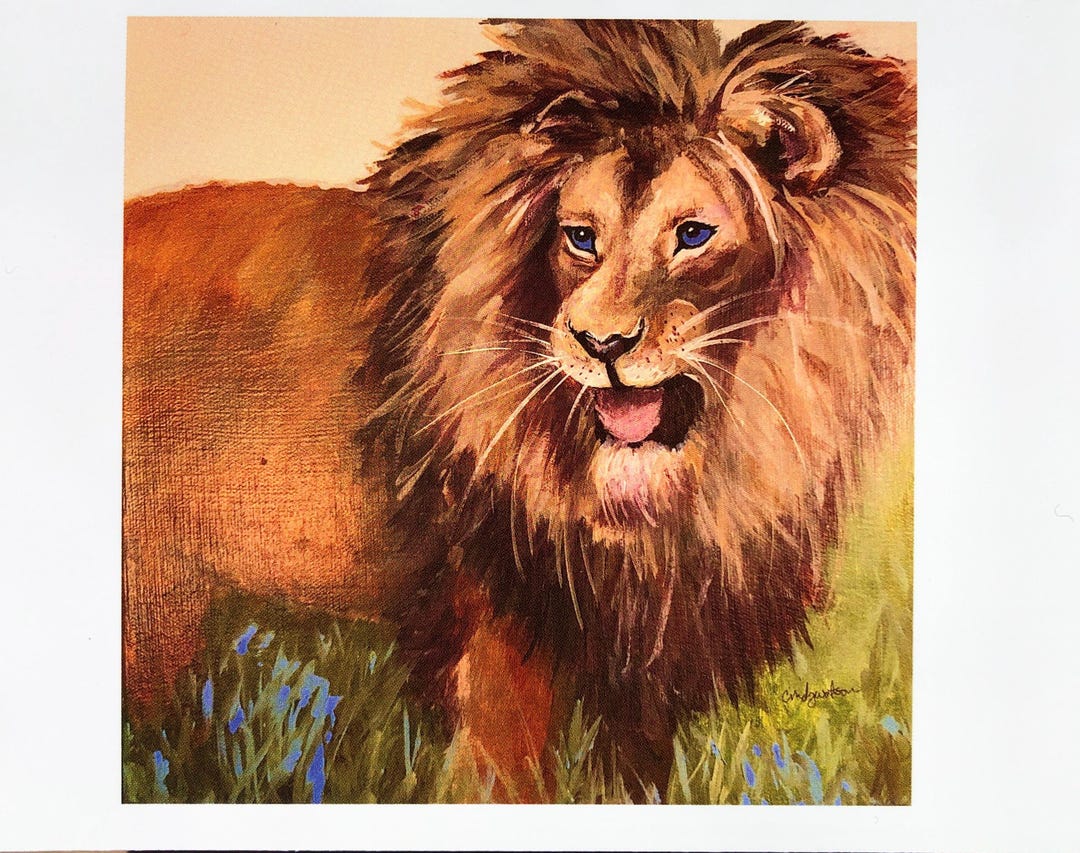 Lion Note Cards, Courageous Lion Portrait, 5 Note Cards, Blank Inside ...