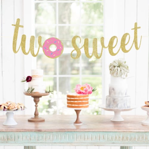 Two Sweet Birthday Banner Second Birthday Decor 2nd - Etsy