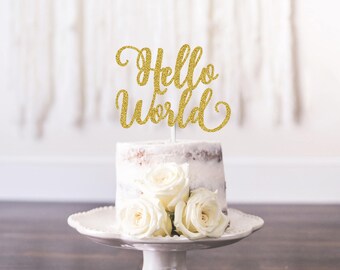 Hello World Cake Topper - Etsy
