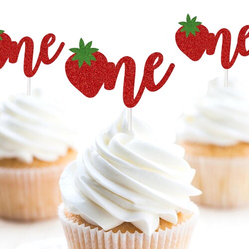 Strawberry Cupcake Toppers Sweet One Berry Sweet Toppers - Etsy