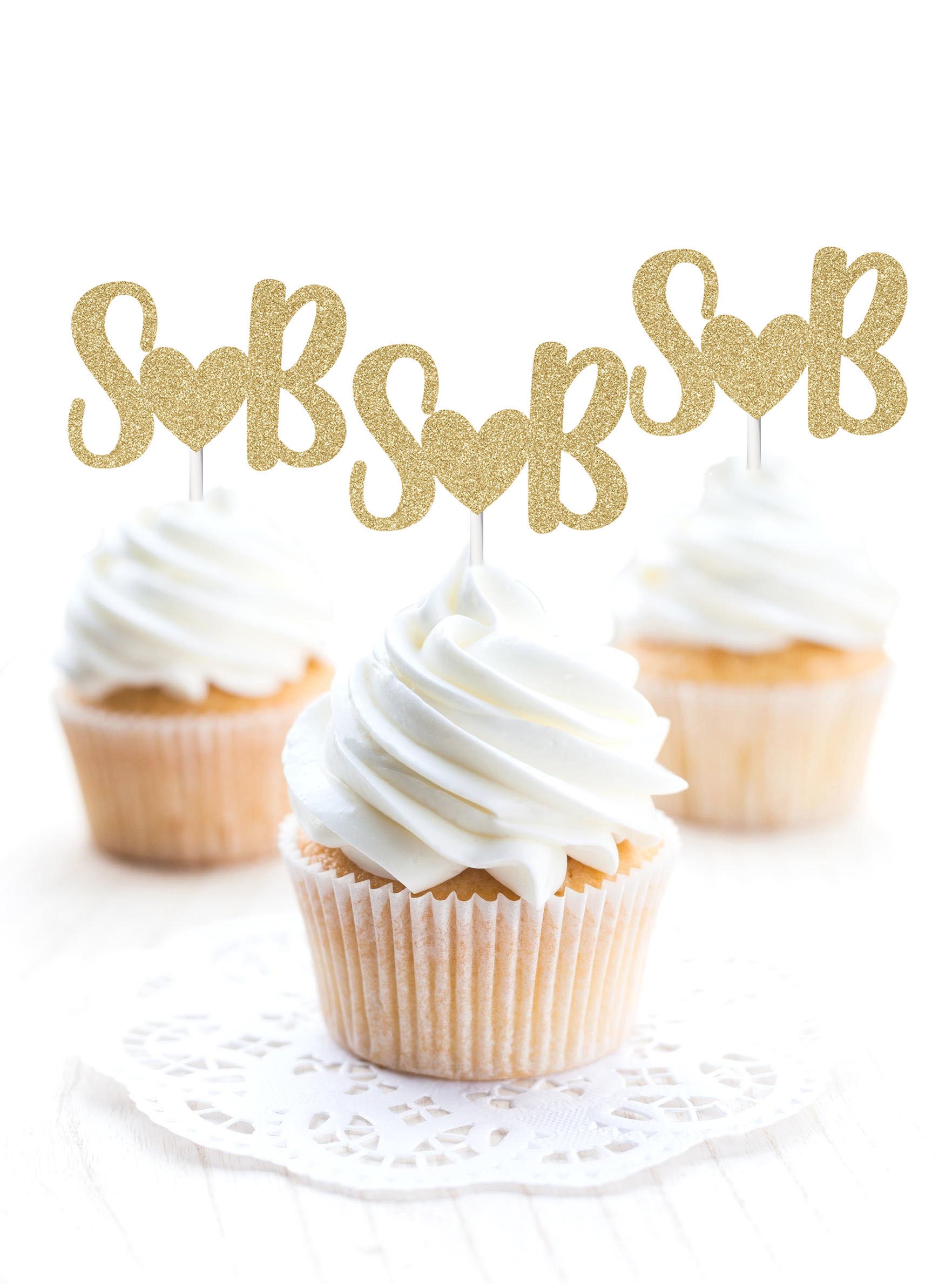 Personalised Initial Cupcake Toppers Personalised Wedding Cupcake ...